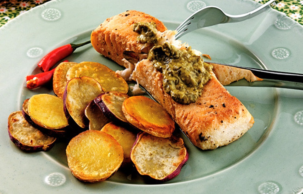 Batata-doce para acompanhar peixe